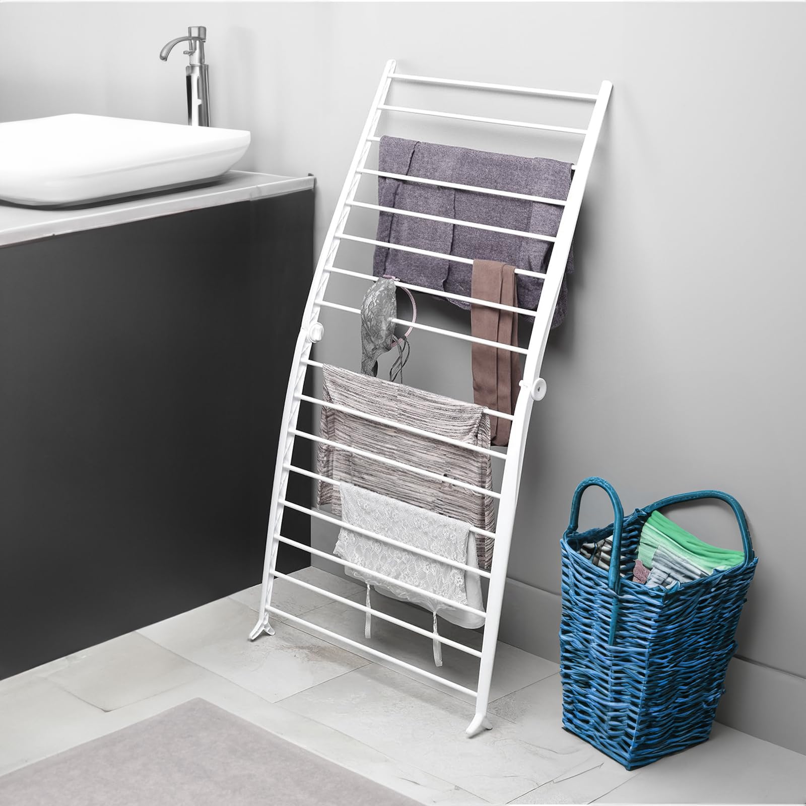 Clothes Drying Rack Foldable,Drying Rack Clothing,Laundry Drying Rack,Pool Towel Rack Outdoor Space-Saving for Bathroom Balcony White