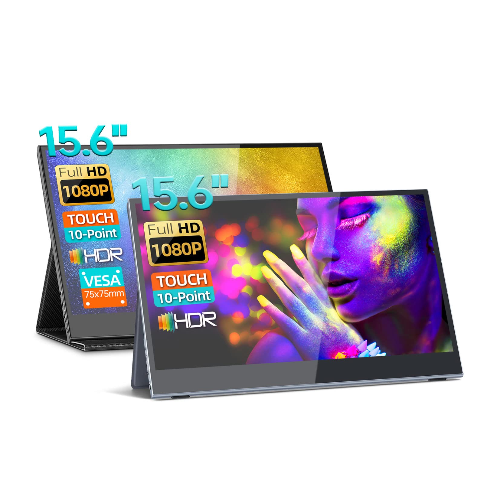 CASKING 2 Portable Monitors Touchscreen at Once. C15T1 Designed to be Tablet-Like While C15T2 can be vesa Mounted.