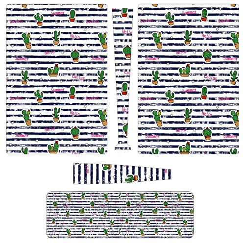 Cactus and Blue Striped Full Protective Skin Cover Design Wrap Decal Sticker Compatible with PS5 Digital Edition Console and Controller