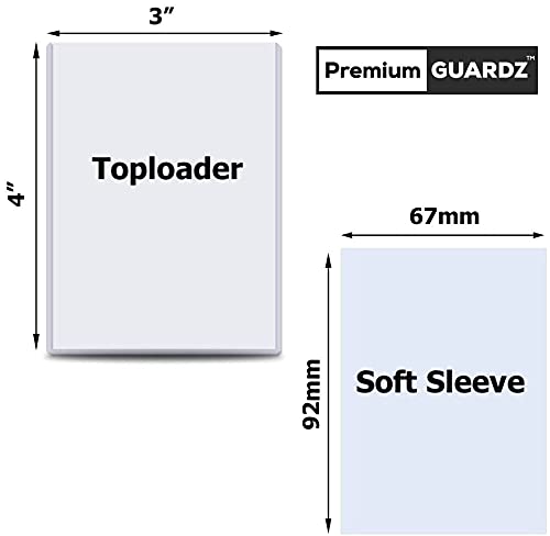 Premium Ultra Clear 3x4 Top Loaders for Cards and Soft Sleeves, Made for Standard Sized 35pt Collectible Cards, Set Includes 100 Toploaders and 100 Penny Sleeves | Premium Guardz