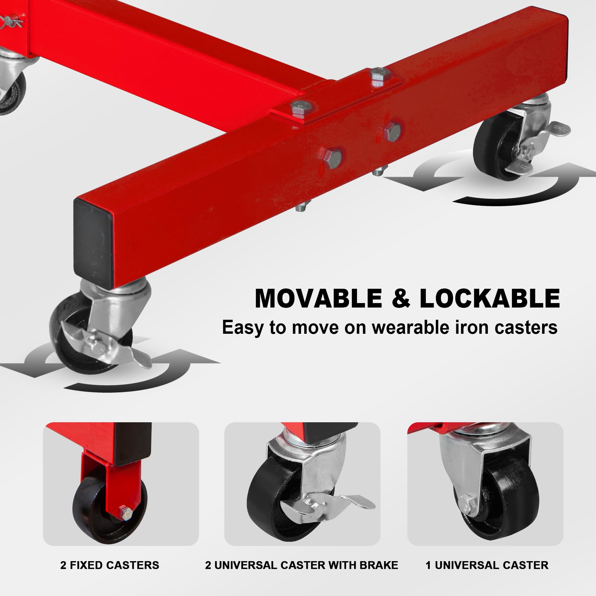 BIG RED AT37912 Torin Steel Rotating Engine Stand with 360 Degree Rotating Head and Folding Frame: 3/4 Ton (1,500 lb) Capacity, Red