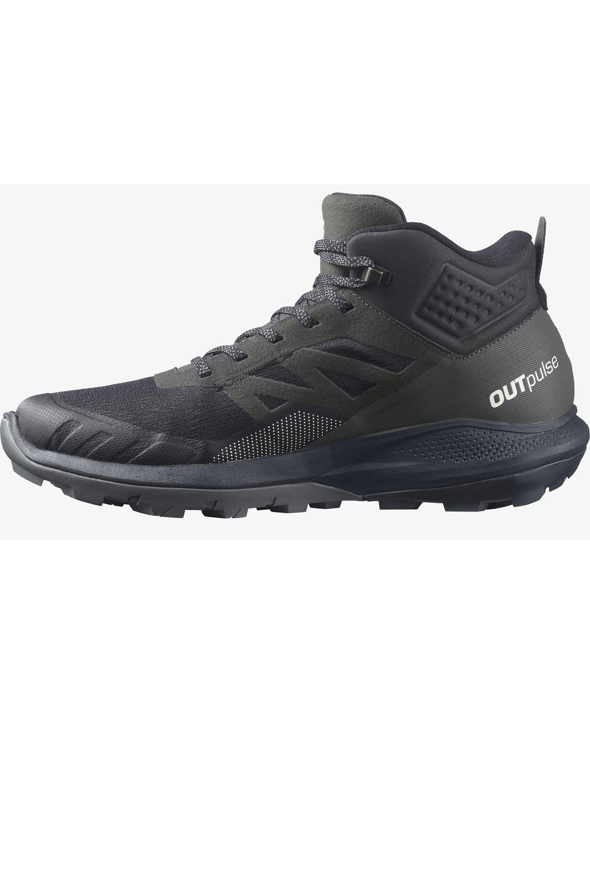Salomon Men's OUTPULSE Mid Gore-Tex Hiking Boots for Men, Black/Ebony/Vanilla Ice, 11