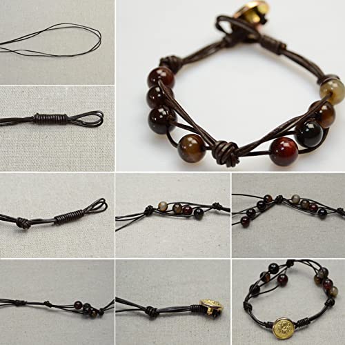 FASHEWELRY Mala Yoga Men Bracelet Making Kit - 220pcs Natural Gemstone Lava Rock Tiger Eye Beads Healing Crystal Chakra Stone Beads with Black Nylon String for Essential Oil Diffuser Jewelry Making