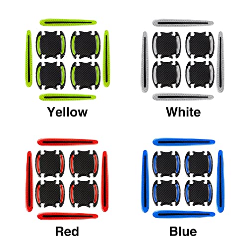 Kakalote 8pcs Car Door Handle Scratch Protector Film Pad Reflective Strips,Universal Door Side Paint Protection Car Door Handle Cup Protector Films(Yellow)