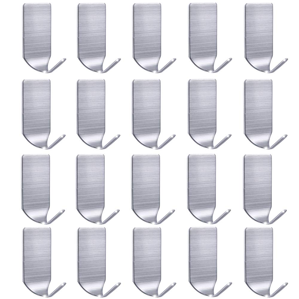 FOTYRIG Adhesive Hat Hooks for Wall Baseball Caps Rack Hangers 304 Stainless Steel Waterproof Stick on Hooks Strong & Durable (Max Load up to 4Lbs)-20 Packs