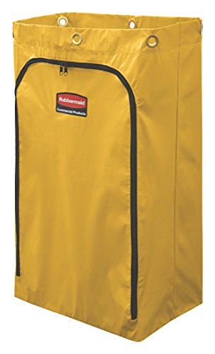 Rubbermaid Commercial Products-1966719 Cleaning Cart Bag, 24 Gallon, Yellow, Collecting Refuse or Laundry Items, Janitorial and Housekeeping Carts, Zippered Front