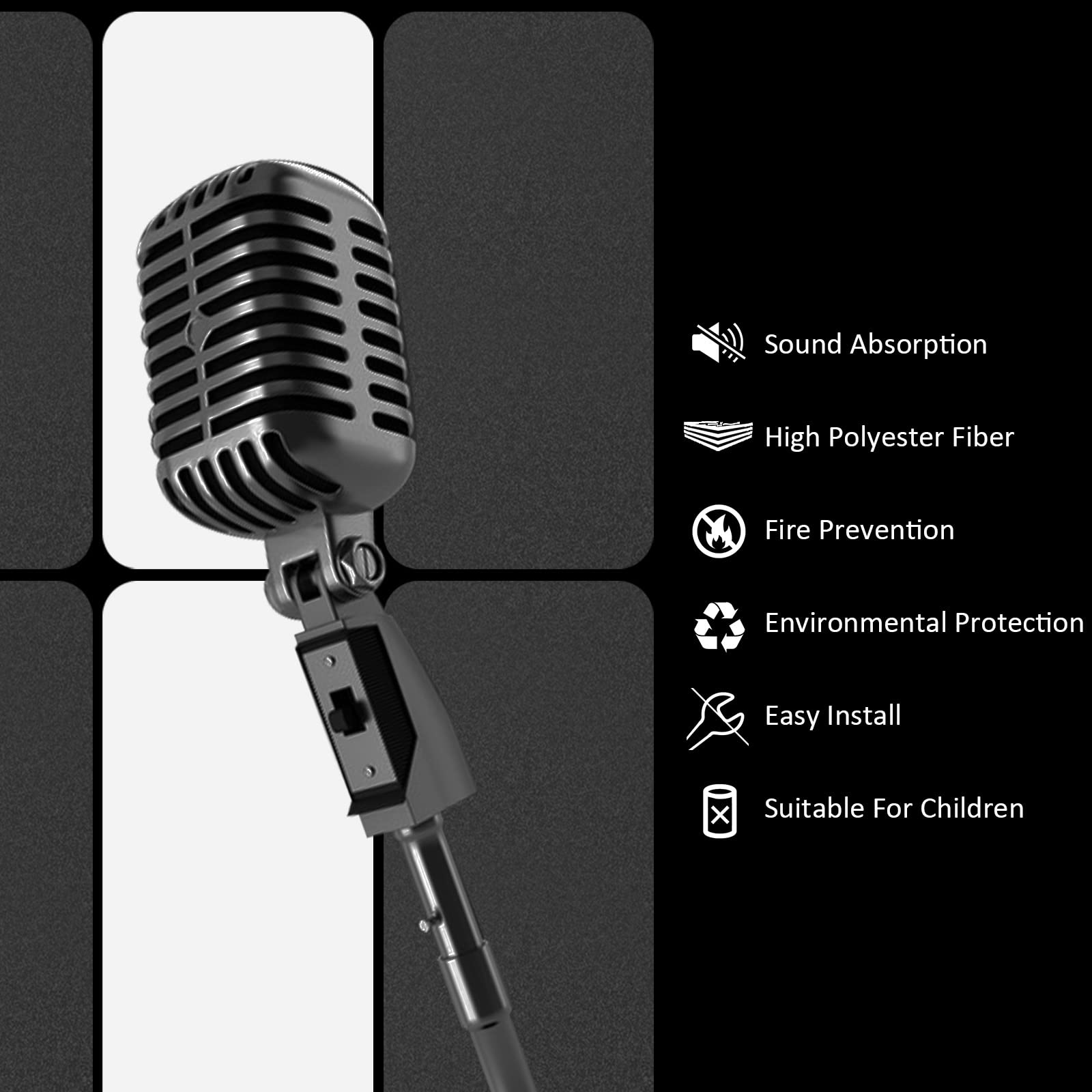 BUBOS Art Acoustic Panels, 6 Pack 24"X 12"X 0.4" Soundproof Wall Panels,Great to Reduce Noise and Eliminate Echoes,for Recording Studio,Office,Gaming Room (WHITE)