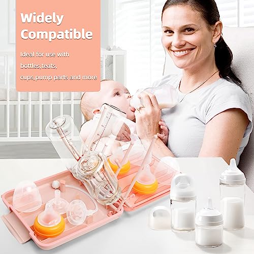 Maclined Travel Baby Bottle Cleaner Set with Drying Rack Extendbale Protable Silicone Bottle Brush, Nipple Cleaner Brush,Straw Brush Compact Size Baby Essential for Newborn & Moms