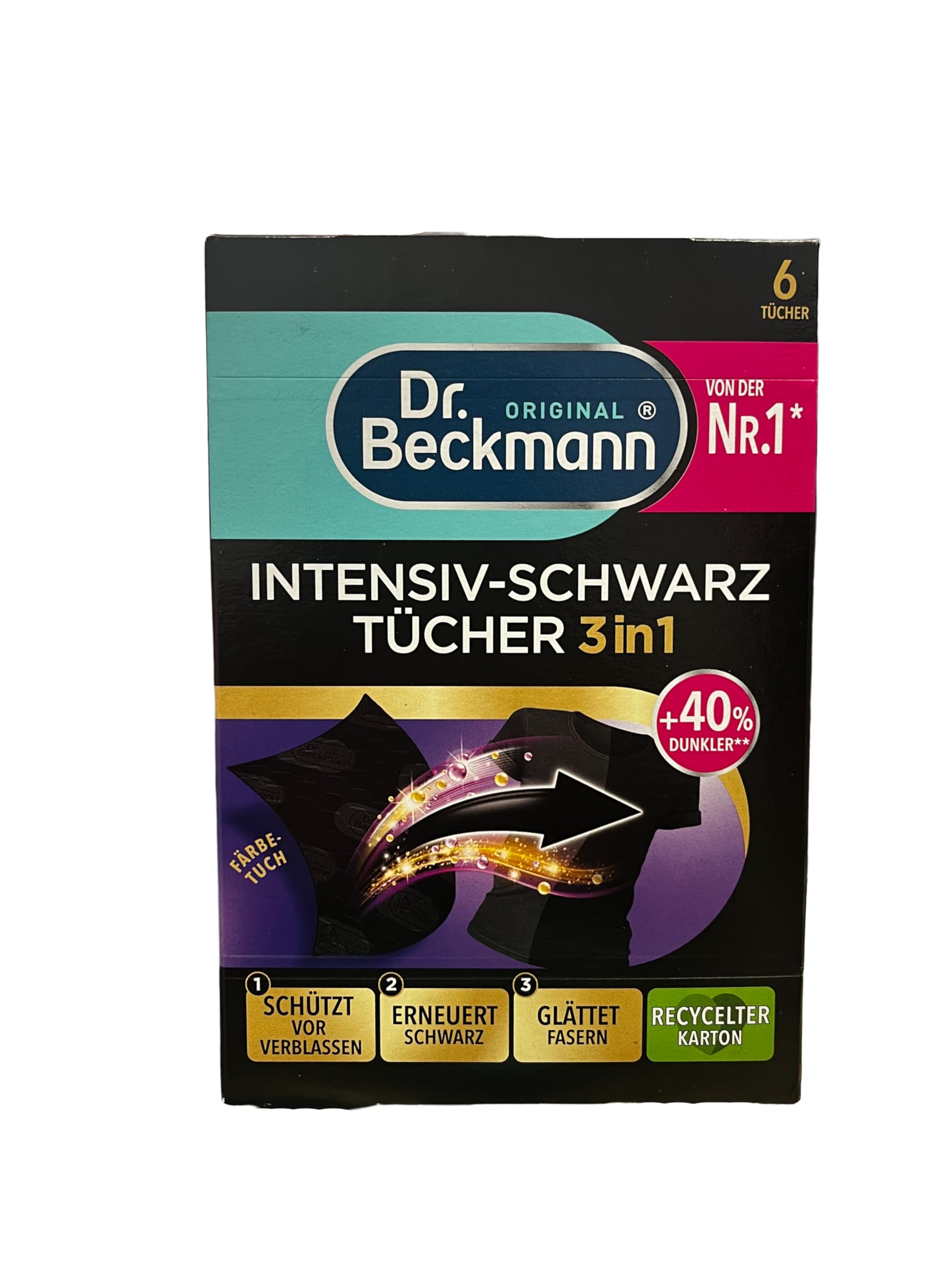 Dr. Beckmann Intensive black cloths, for intense black and smooth fibres, 6 cloths