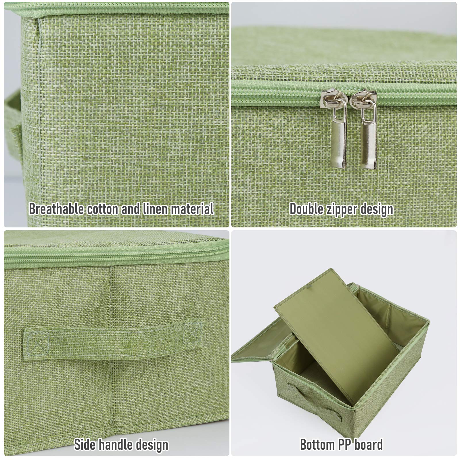 Natheeph Cube Storage Bins with Zipper Lid Foldable Storage Box with Handles Cotton Linen Closet Organizers and Storage Baskets for Clothes Toys (S)