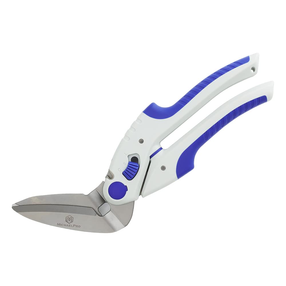MichaelPro 10" Heavy Duty Angled Scissors, Carpet Cutter, Multipurpose Industrial Scissors, Cutter for Carpet, Cardboard, Leather, Artificial Turf, Pruning, Professional Soft Grip Stainless Steel