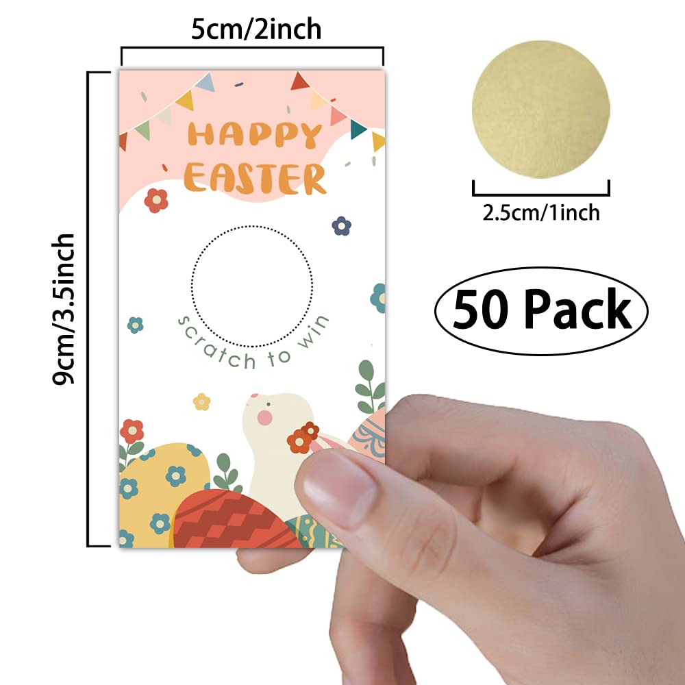 REWIDPARTY Blank Easter Party Scratch Off Cards(50 Pack) Funny Activity for Groups Kids Adults, Easter Bunny and Easter Eggs Scratch Off Tickets, Festive Raffle Tickets, Easter Holiday Party Supplies