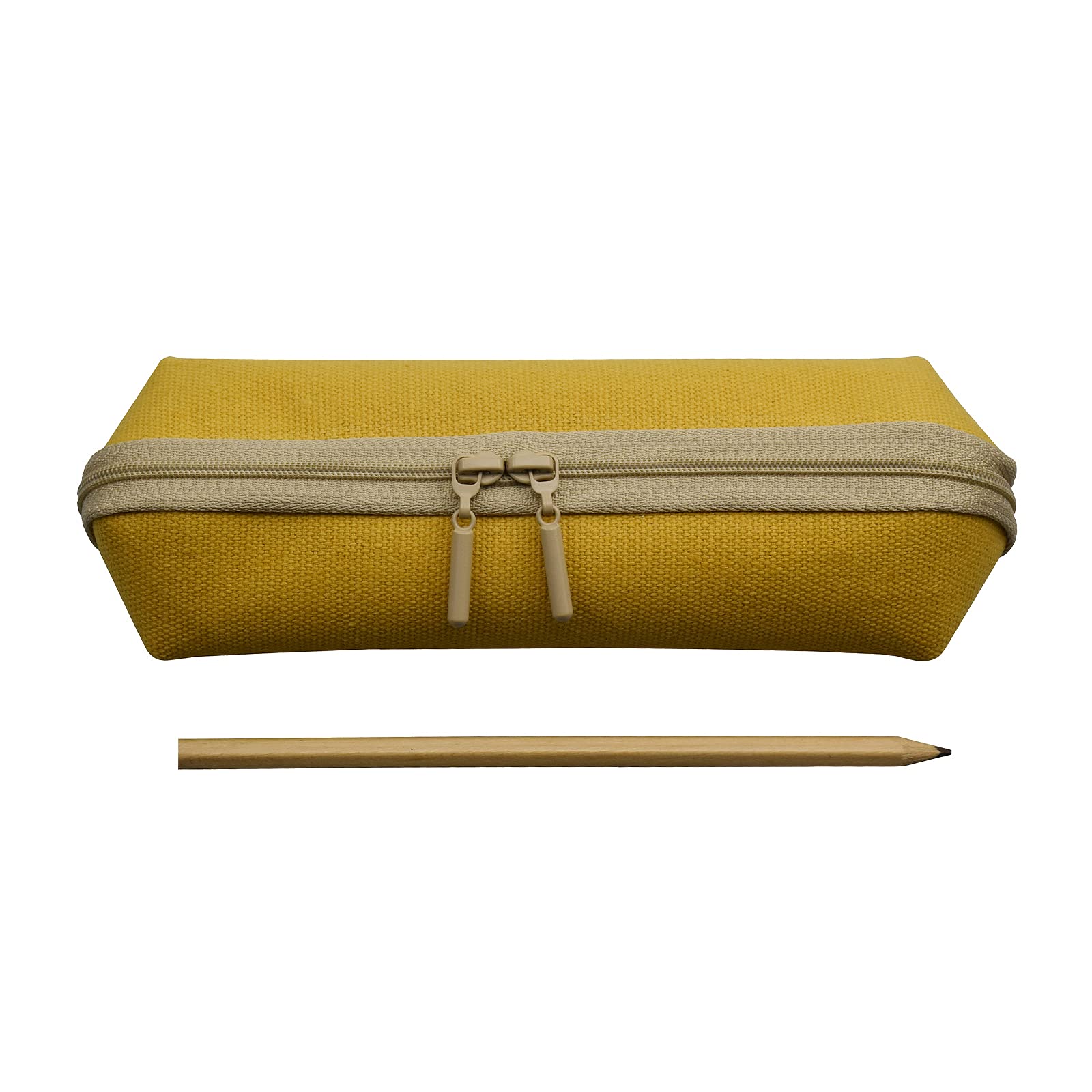 enyuwlcm Canvas Stationery Stylish Small Pencil Pouch and Slim Pencil Case with 2 Zippers 1 Pack Yellow