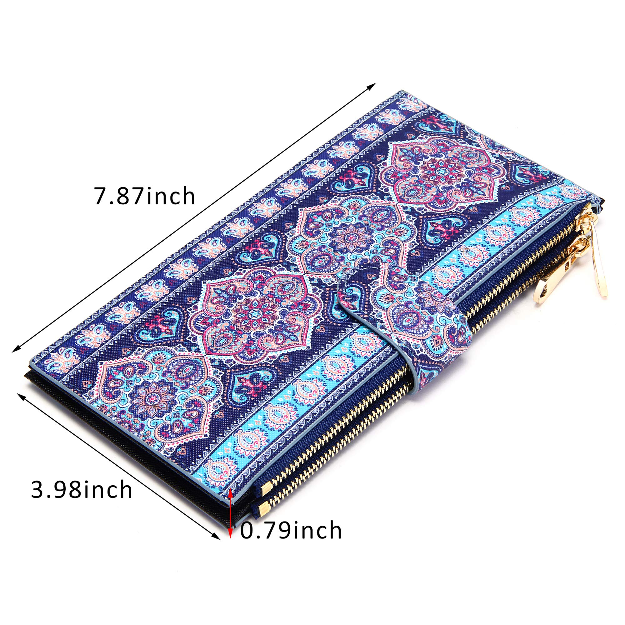 KUKOO Wallets for Women RFID Blocking Large Capacity Slim Bifold Multi Card Case Organizer with Zipper Pocket Gift Box