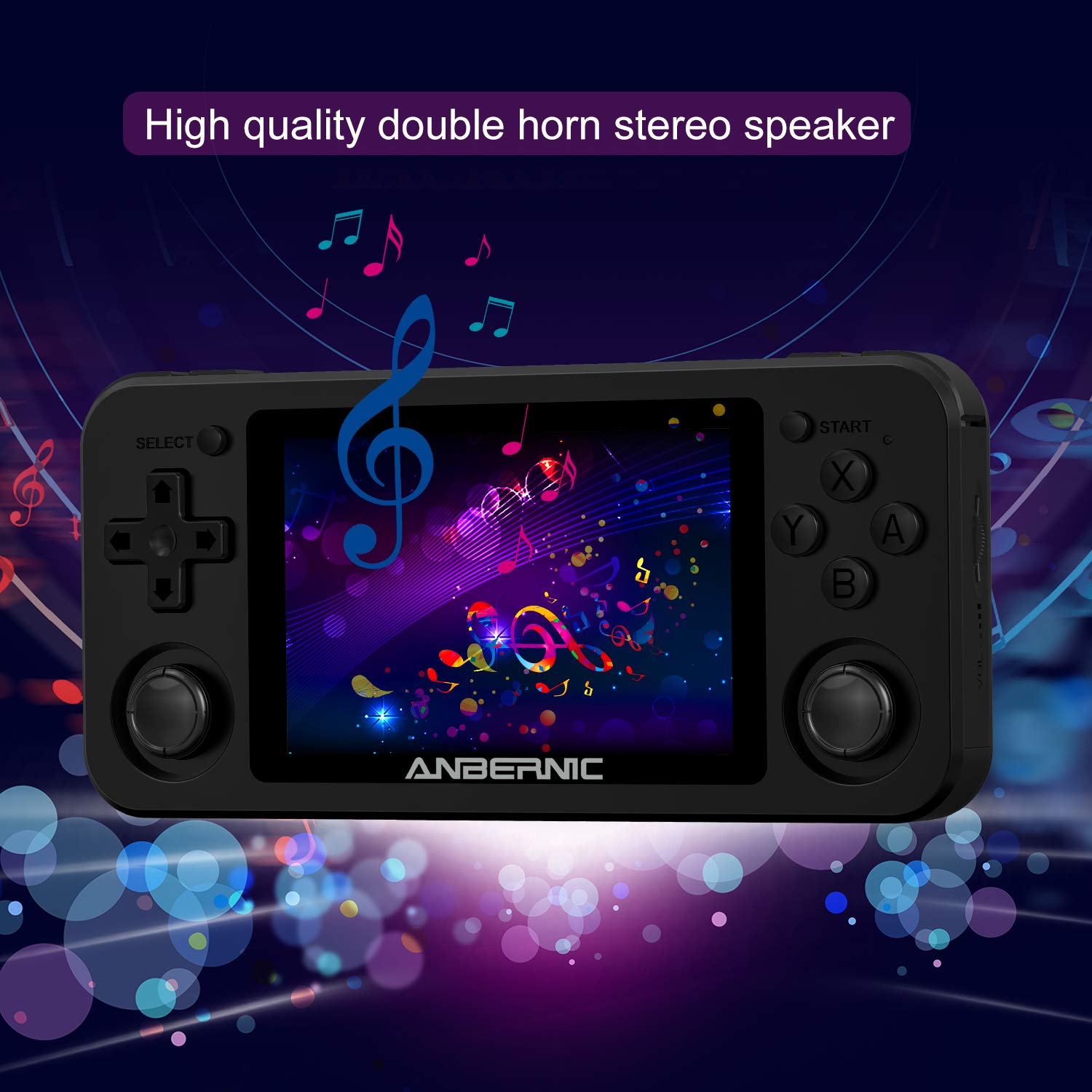 RG351M Handheld Game Console WiFi Function, Open Source System RK3326 Chip 64G TF Card 2500 Classic Games 3.5 Inch IPS Screen 3500mAh Battery (Black)