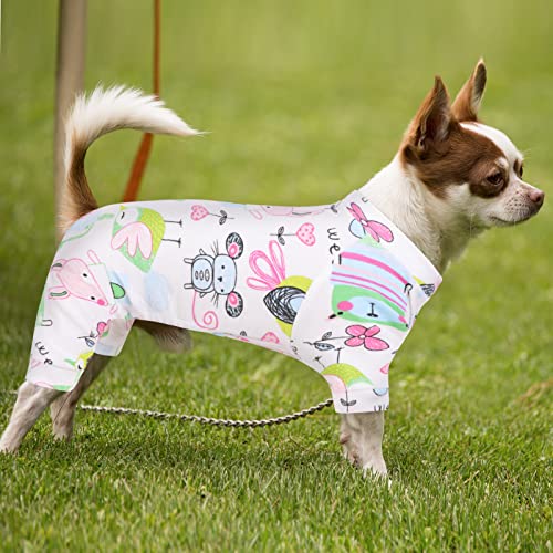 LETSQK 4-Pack Dog Pajamas Puppy Cute Clothes Adorable Puppy Rompers Jumpsuits Cozy Soft Cotton Bodysuits Apparel for Small Dog and Cat (X-Large)
