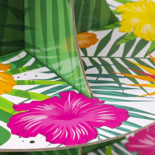 Royal Bluebonnet Tropical Cupcake Stand, 3 Tier Cupcake Stand, Hawaiian Cupcake Stand for Tropical Party Decorations, Cardboard Cupcake Stand for Birthday Party, Luau Cupcake Stand, Cup Cake Stand