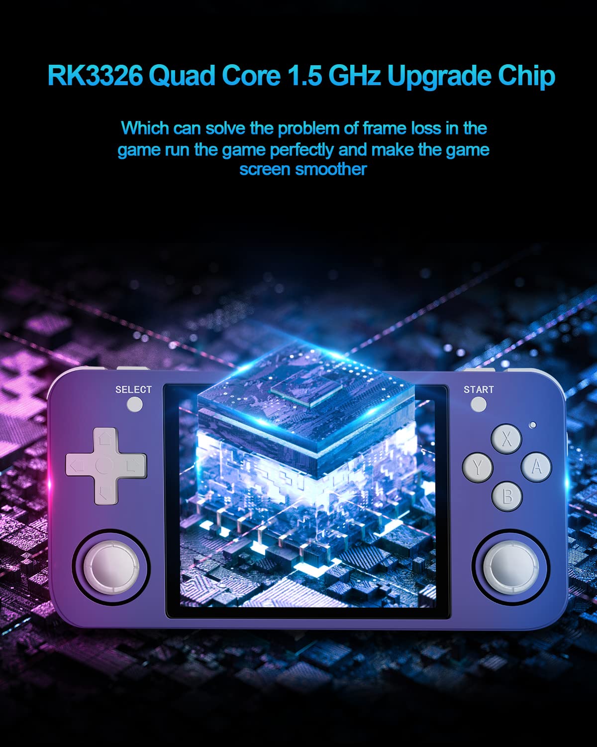 RG351P Handheld Game Console, Retro Game Console Open Linux System 3.5 Inch IPS Screen, Portable Game Console with 64G TF Card and 2500+ Video Game Classic Games 3500mAh Battery (Purple)