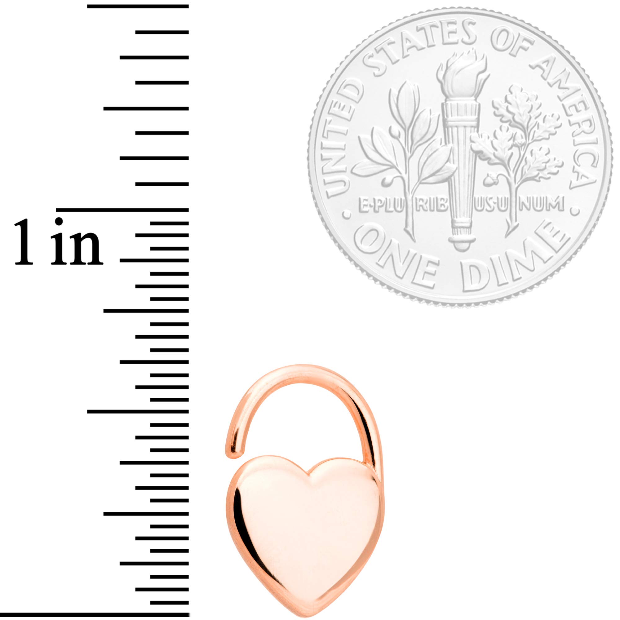 Body Candy Women 16G PVD Steel Bright Love Me Padlock Heart Closure Ring Daith Helix Tragus Rook Septum Ring