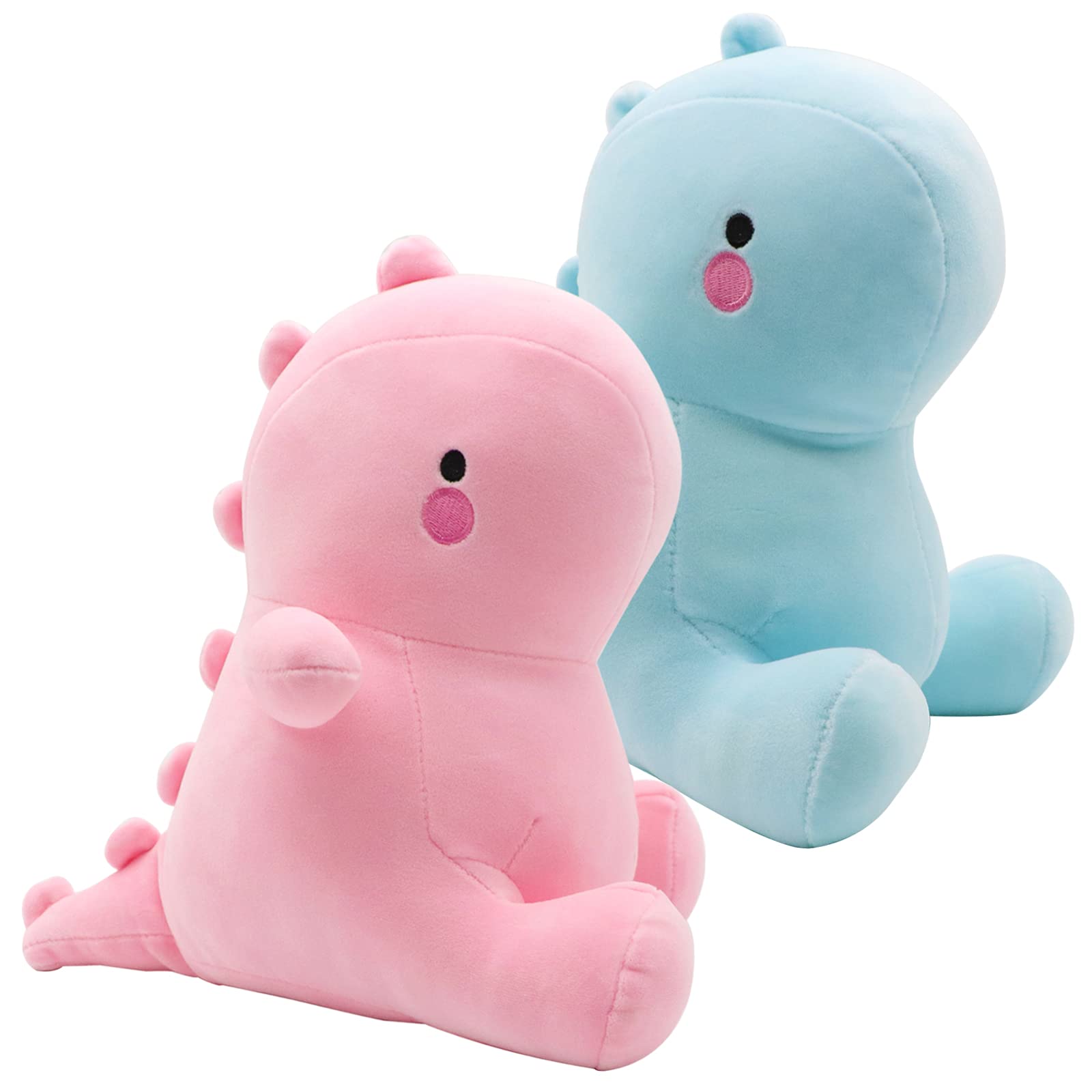 OSQI Stuffed Animal Plushie Toys Pack of 2, Cute Dinosaur Plushies Toy, 12inch Soft Plush for Girls Plush Doll Gifts for Kids Boys Babies Toddlers (Blue Pink)