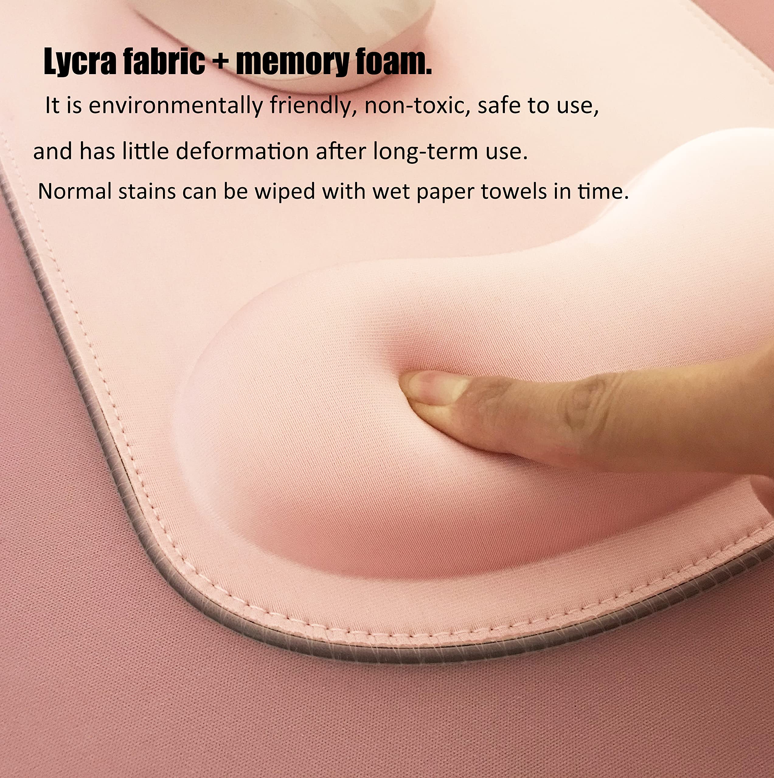 RGB Mouse Pad with Wrist Support, LED Mouse Pad with 13 Lighting Modes, Anti-Slip Rubber Base, Pain Relief Computer Ergonomic Mouse Pad for Gaming, Office, Home, 11.8 x 8.5 in (Pink)