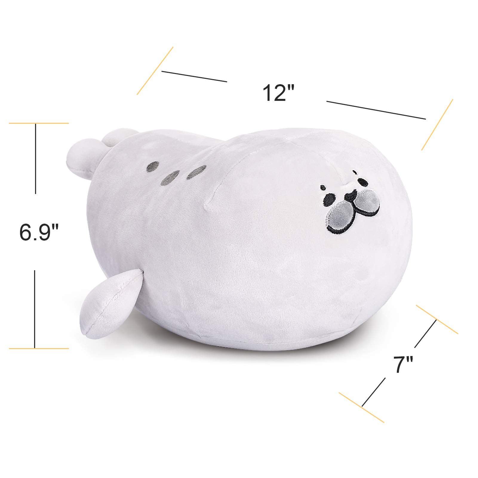 keaiart-ly Chubby Seal Cuddle Pillow, Chonky Seal Plush Animal Stuffed Toys (Gray, 12inch)