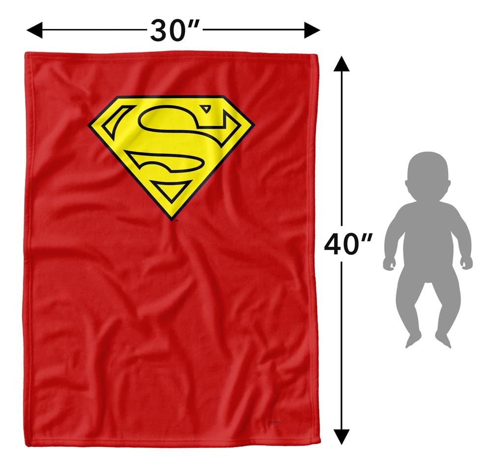 LOGOVISION Superman Lightweight Baby Blanket, 30"X40", Superman Cape Logo Unisex for Infants Girls & Boys