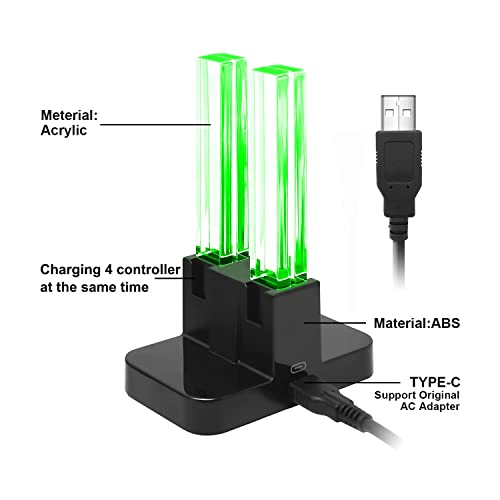 FastSnail Charging Dock Compatible with Nintendo Switch for Joy Con & OLED Model Controller with Lamppost LED Indication, Charger Stand Station with Charging Cable