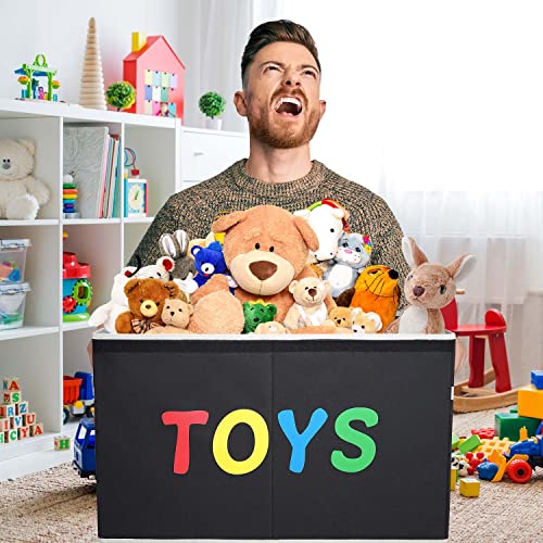 VICTOR'S Toy Box Large Toy Storage Black + Large Toy Storage Box Beige