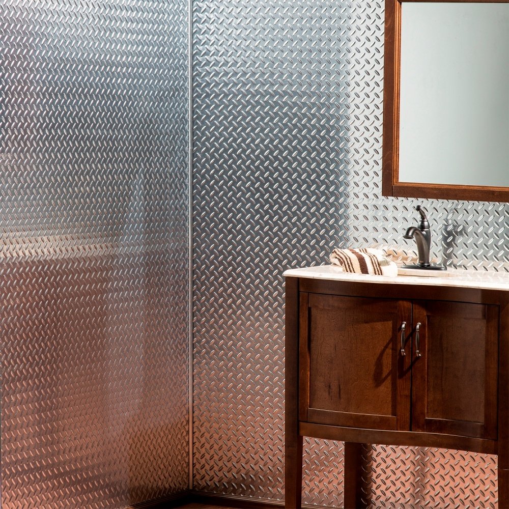 FASADE - 4' x 8' x .013" Diamond Plate Brushed Aluminum Decorative Vinyl Wall Panel