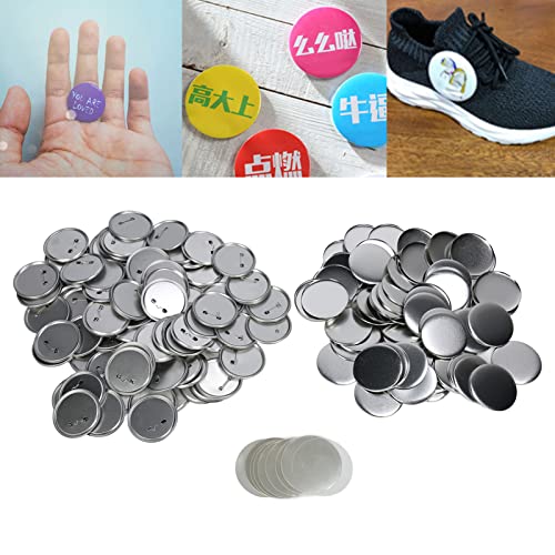Blank Button Badge Parts Set, 100 Sets Round Button Maker Supplies for Button Making Machine, Buttons Components with Badge Cover, Badge Holder and Clear Film(58mm)