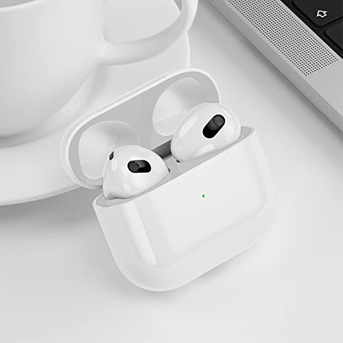 Dust Guard for Apple AirPods 3 Case Box, Senbos Metal Sticker Protection Film Dust-Proof for AirPods 3rd Generation, Ultra Slim, Luxurious Looking, Protect from Iron/Metal Shavings (Silver)