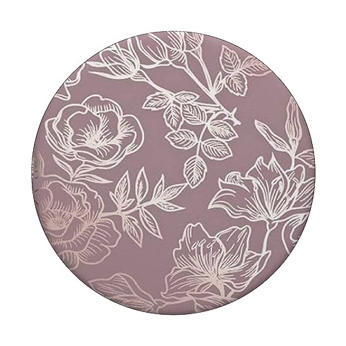 Dusty Rose Pink Floral Purple Pattern Phone Popper PopSockets Standard PopGrip