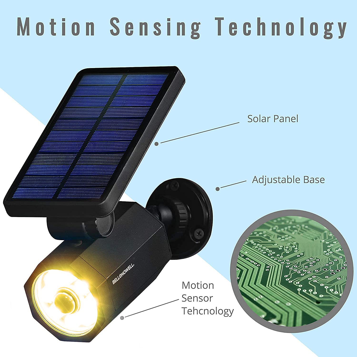 Bell+Howell Bionic Spotlight Warm Light Solar Lights Outdoor with Motion Sensor Super Bright 8 Bulb LED Lights Waterproof Landscape Spotlights for Patio Yard Garden Outdoor Lighting As Seen On TV