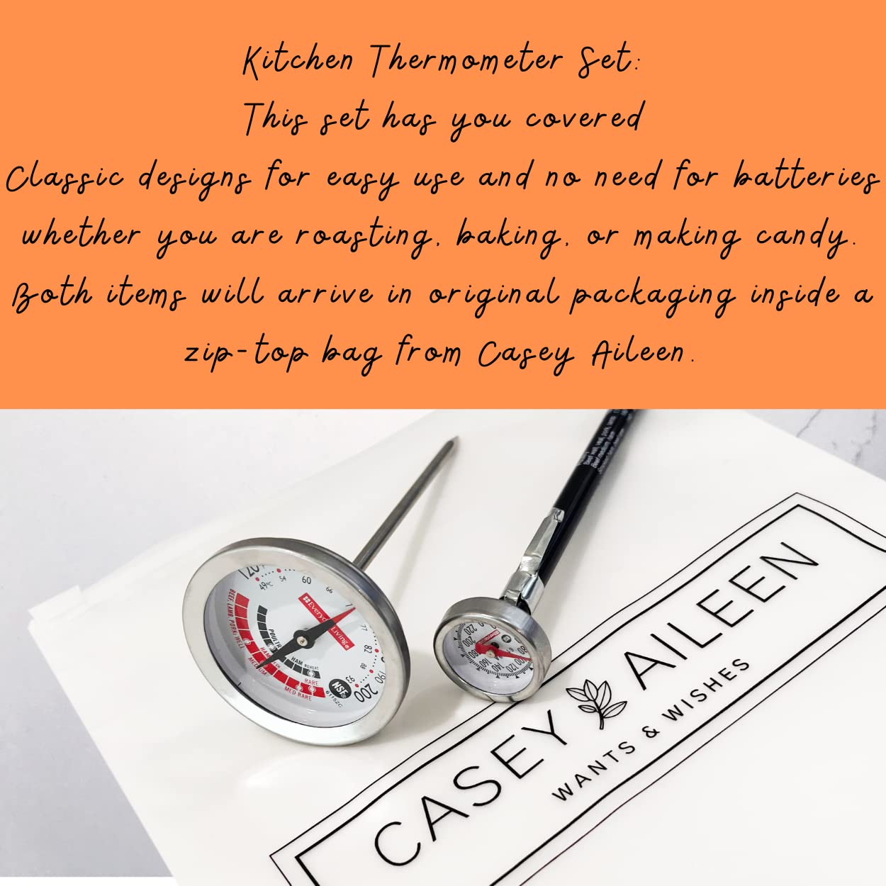 Cooking Thermometers Set, Classic Analog Meat and Instant Read Kitchen and Food Safety