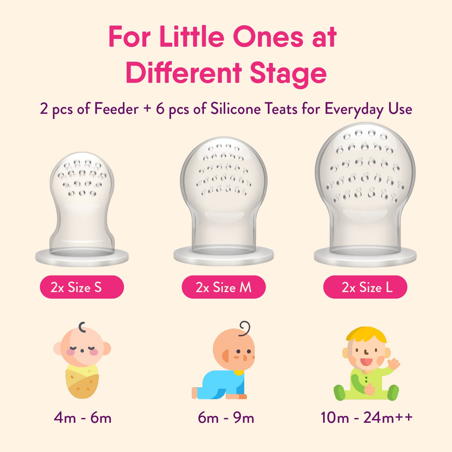 NatureBond Baby Food Feeder/Fruit Feeder Pacifier Nibbler (2 Pack) - Infant Teething Toy Teether Weaning in Appetizing Colors | + Additional Silicone Sacs