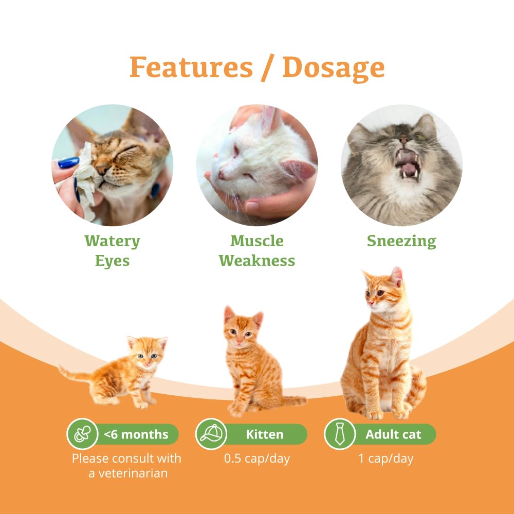 PROUDPET Supreme L-Lysine. Nutritional Supplement can Help Cats Keep Away from Herpes Virus. Also The Black Yeast can can Further Protect The Cat's Respiratory Health.
