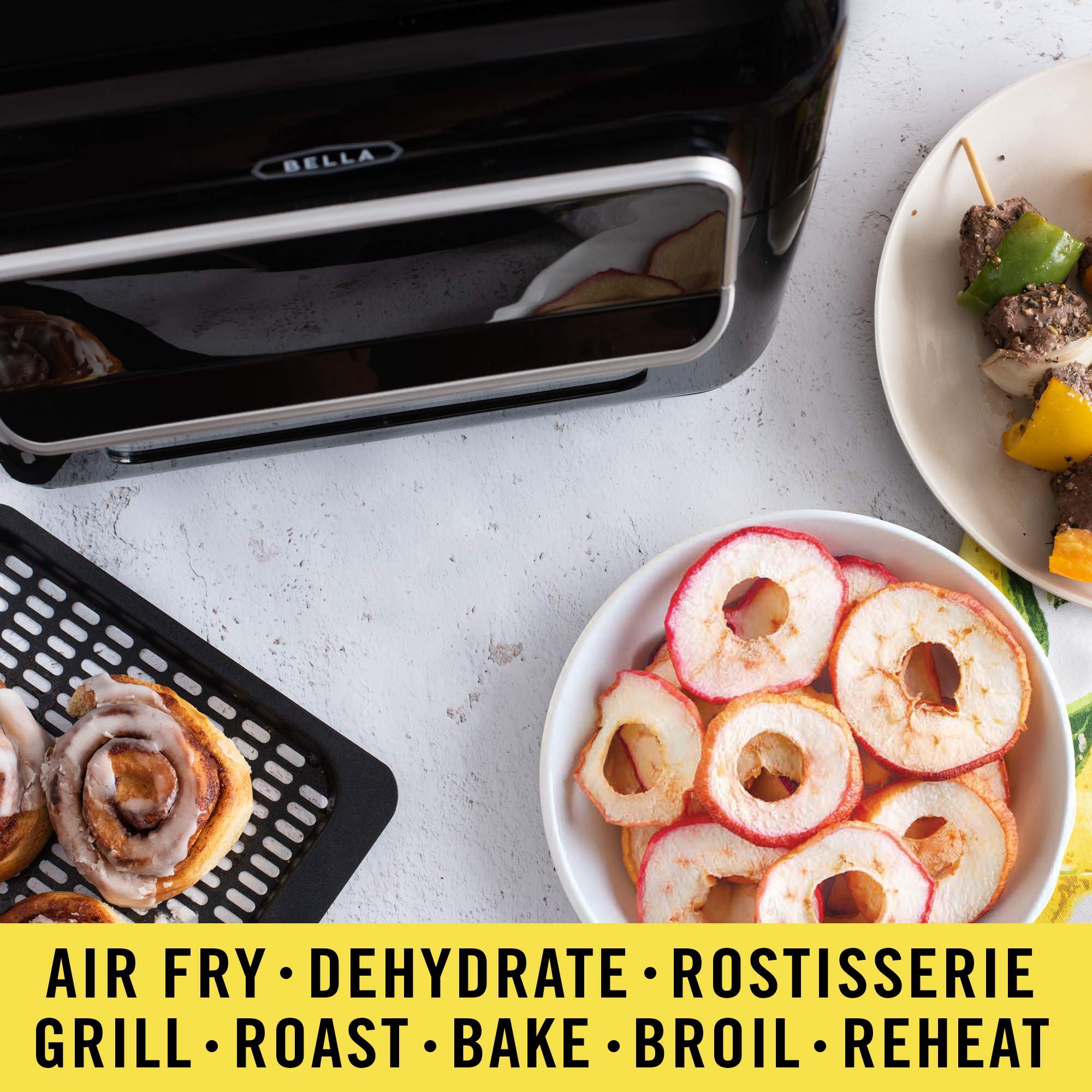 BELLA 10 Liter Air Fryer Oven Dehydrator, Black