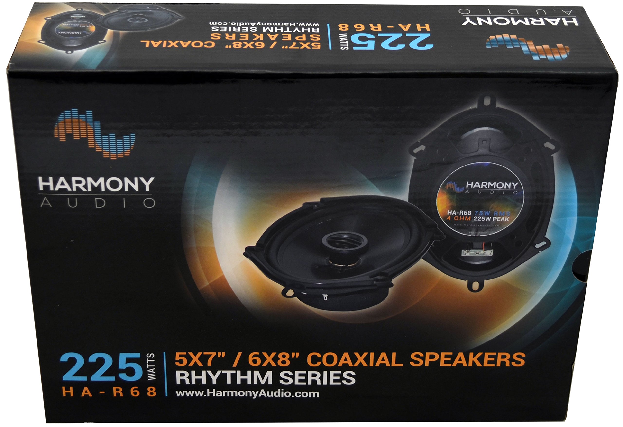 Harmony Audio HA-R68 Compatible with Ford Ranger 1998-2011 Car Stereo Rhythm Series 5x7 6x8 Replacement 225W Speakers and HA-725600 Speaker Replacement Harness