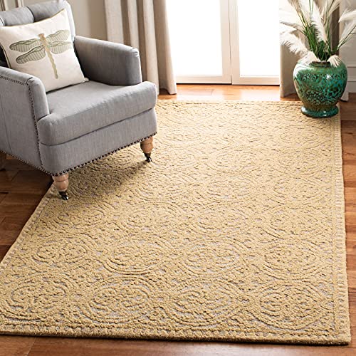 SAFAVIEH Cambridge Collection 4' Square Light Gold / Dark Gold CAM233A Handmade Moroccan Premium Wool Area Rug