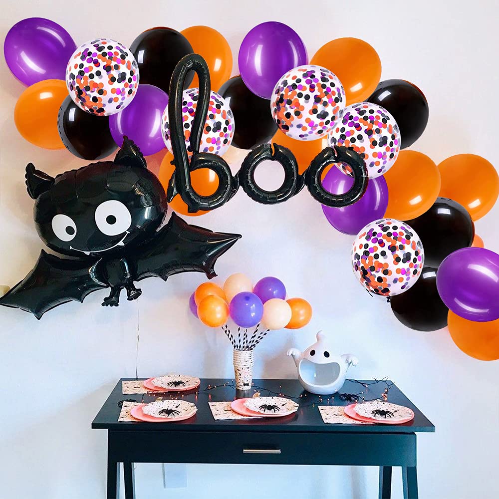 Halloween Latex Balloons 70Pack, 12inch Black Orange White Confetti Hocus Pocus Ballons for Halloween Birthday Hocus Pocus Party Decorations…