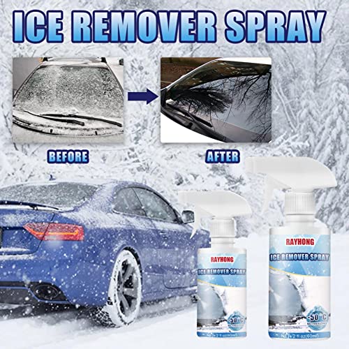 Defrosting De-Icer Spray for Car Windshield Windows Wipers and Mirrors, Agent Ice Melting, Quickly and Easily Melts, Multifunctional Automotive Glass Snow Remover (Without rag)