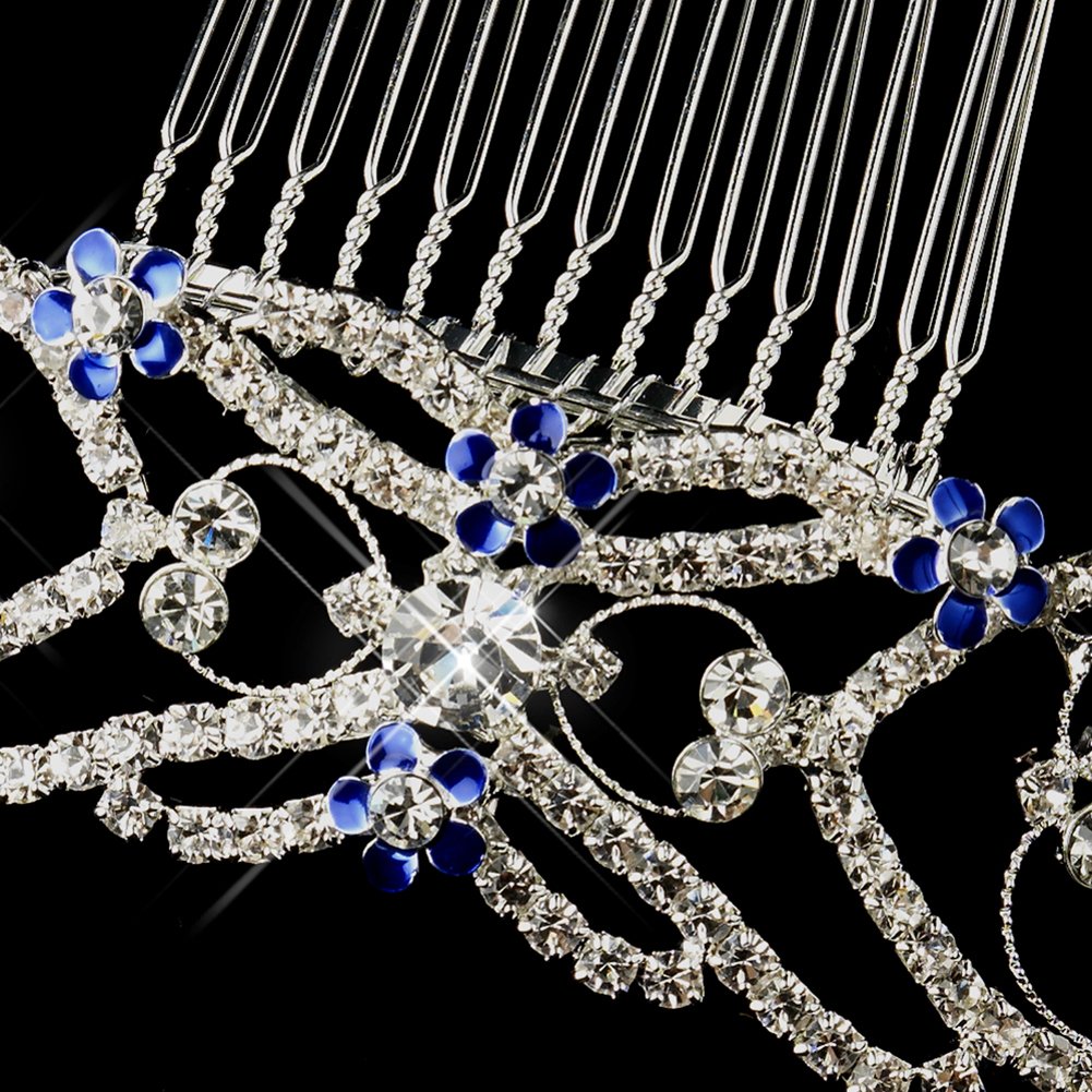 Bella Silver Clear & Blue Rhinestone"Twilight" Comb