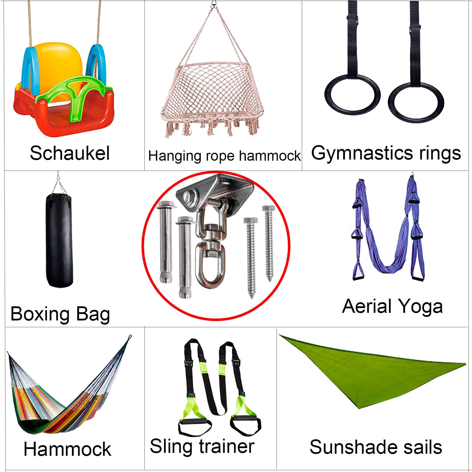 BLASCOOL Swing Hangers Heavy Duty Hook - 2000Lbs Capacity 360°Swivel with 4 Screw for Concrete Wooden Hanging Hardware for Hammock Chair Yoga Gym Trapeze Hammock (2 Sets