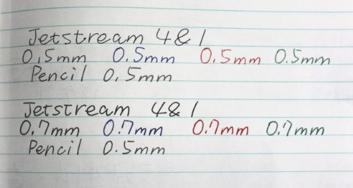 uni JETSTREAM 4&1 Red, Green, Blue, and Black 0.7mm Ballpoint Multi Pen + 0.5mm Mechanical Pencil + 4 SXR-80-07 Ink Refills (Red)