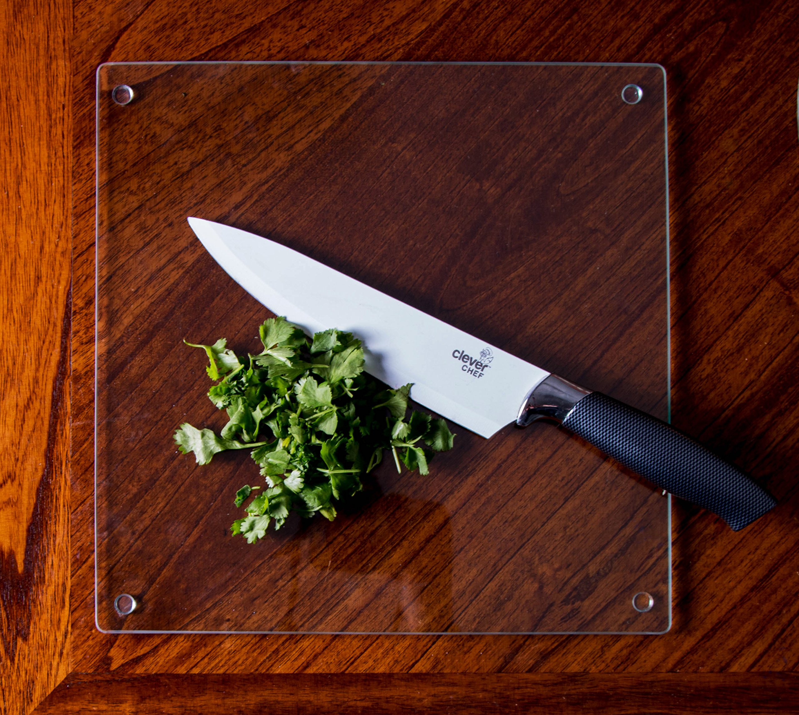 Clear Glass Cutting Board - Non-Slip, Shatter-Resistant, Durable, Stain-Resistant, and Dishwasher Safe - 12 x 15.75 inches