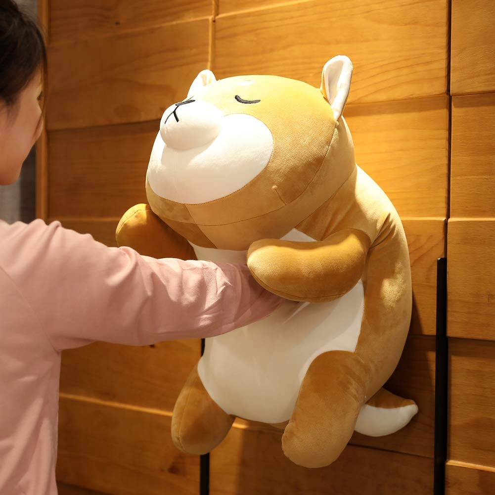 ERDAO Shiba Inu Plush Pillow,Soft Corgi Stuffed Animals Toy Cute Sleeping Puppy Doll Gifts for Kids (Smiling Eyes, 29.5 inch)