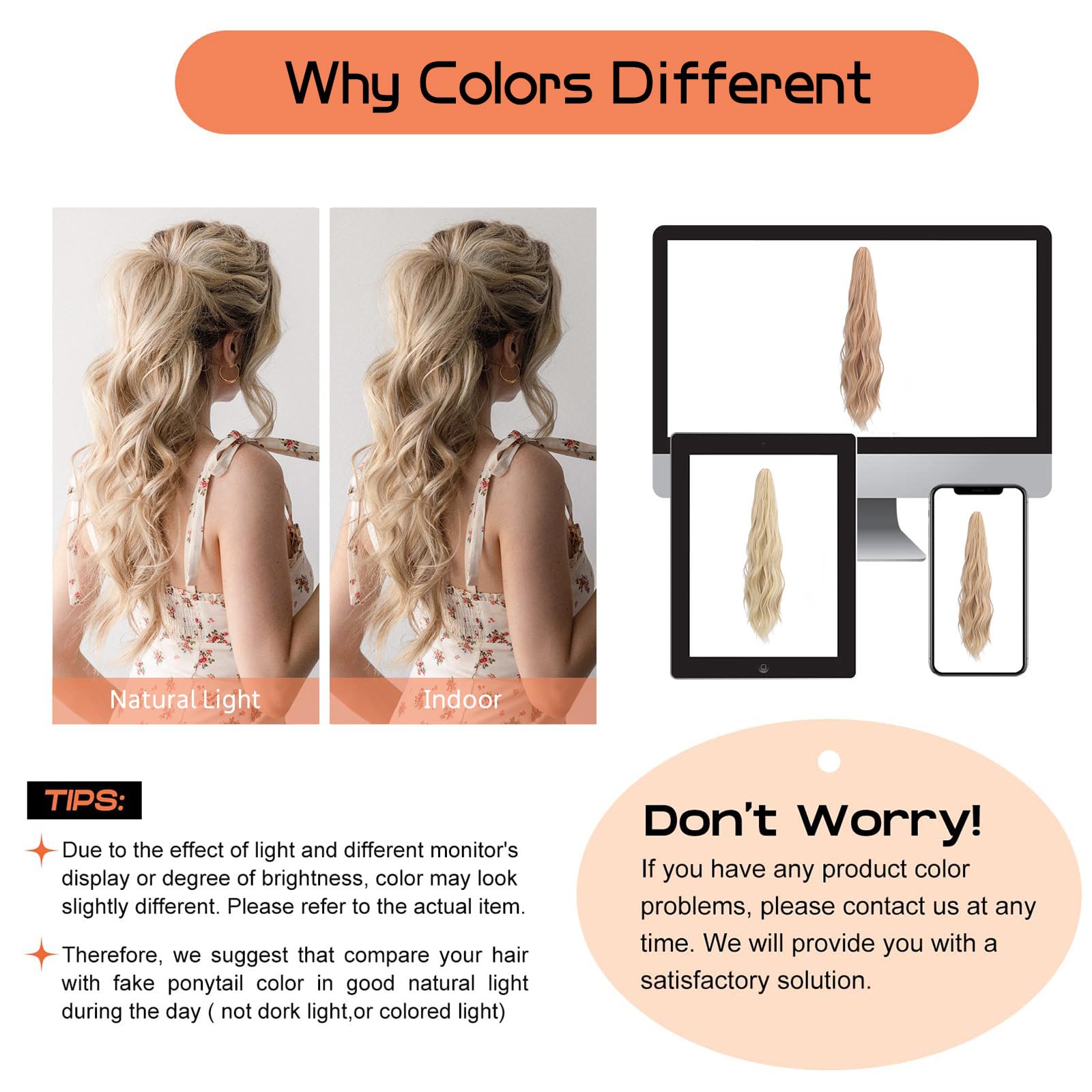 LOMMEL Ponytail Extension Claw Clip Ponytail Extension for Women 20 Inch Long Wavy Ponytail Extensions Synthetic Ponytail Hairpiece Natural Soft Daily Use (18/613)