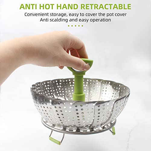 DEFUTAY Steamer Basket,Stainless Steel Vegetable Steamer Basket Folding,Folding Expandable Steamers(5.5" to 9")