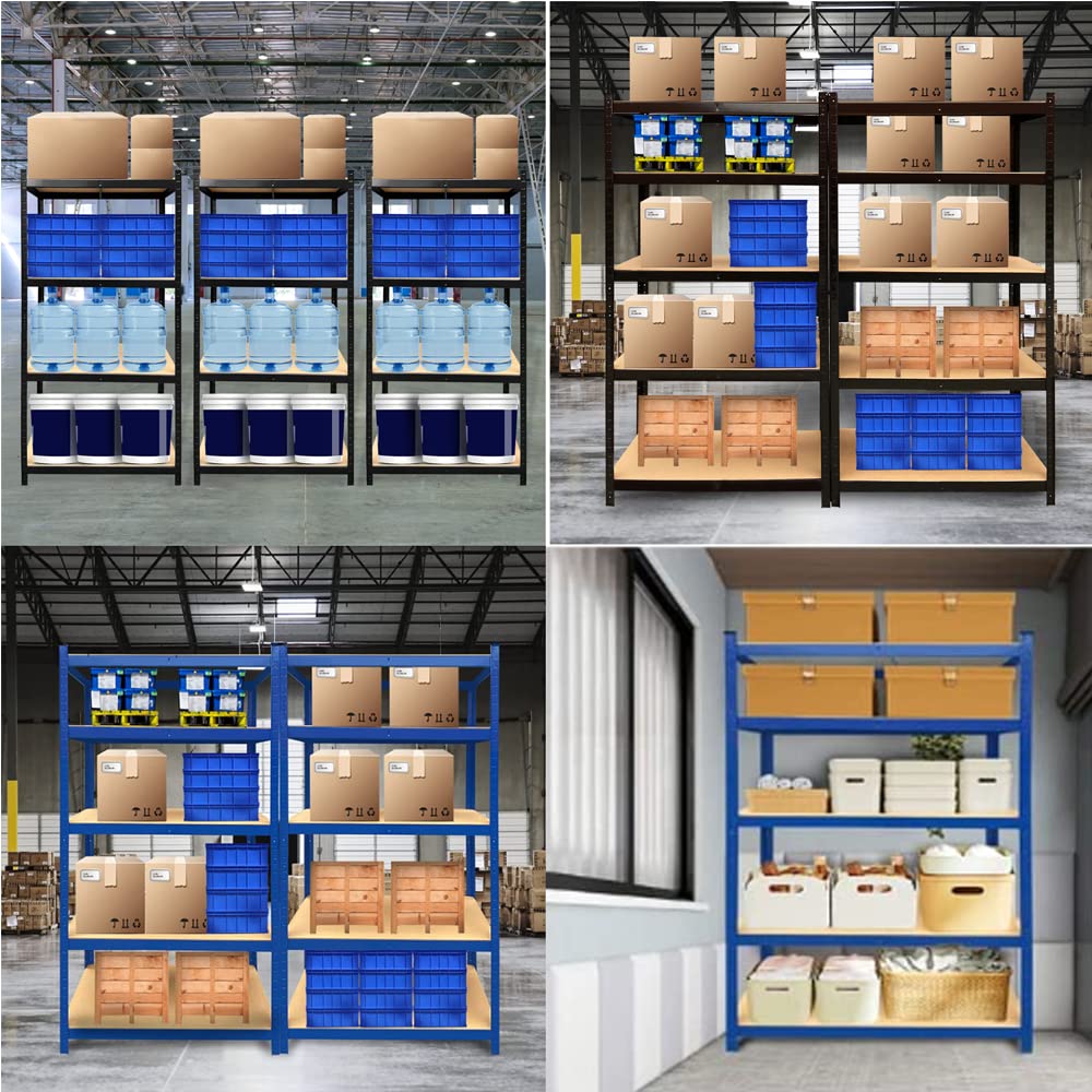 VickyHome Heavy Duty 5 Tier Storage Metal Shelf Unit, Adjustable Utility Rack Shelves with MDF Boards, Organization Multipurpose Shelf for Shed, Workshop, Warehouse, 875KG Capacity